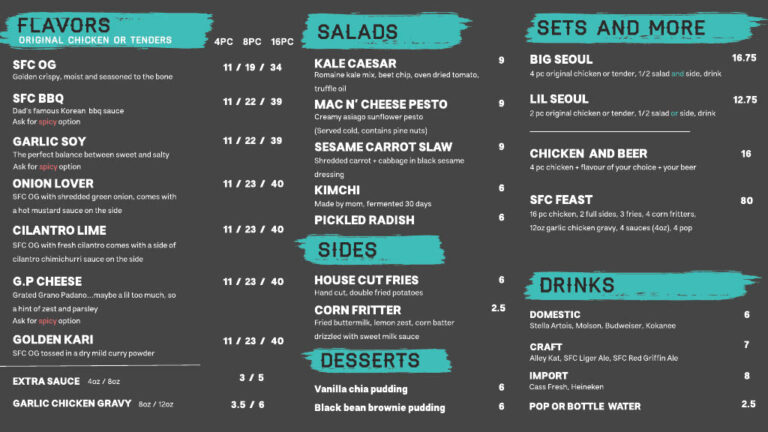 Menu – Seoul Fried Chicken